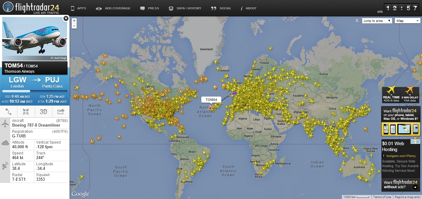 Real Time Aircraft Tracking By FlightRadar24 ADSBHub